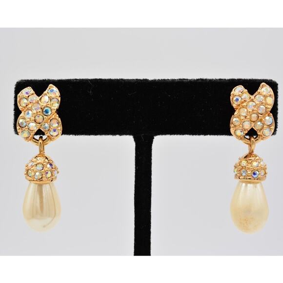 Swarovski | Jewelry | Swarovski Vintage X Earrings Pearl Dangle Ab ...